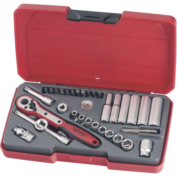 Malette de douilles 1/4" AF de 35 pièces : Tengtools : Clé à cliquet et douille